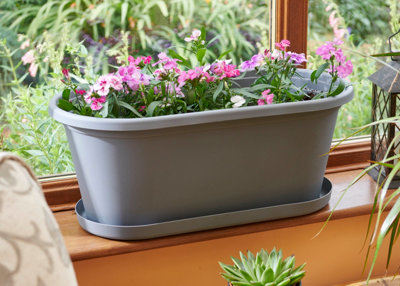 Clever Pots 50cm Charcoal Plant Trough, Tray & Reservoir