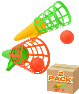 Click and Catch Ball Game for Kids with 2 Launchers and Balls - 2 Pack