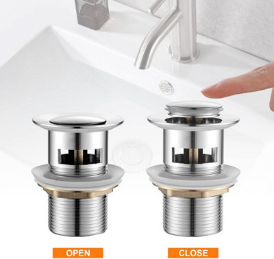Click,clack Basin Waste with Overflow Sprung Plug Slotted Drain Anti ...