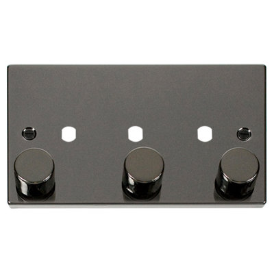 Click Scolmore Deco 3 Gang Dimmer Plate with Knobs - Black Nickel ...
