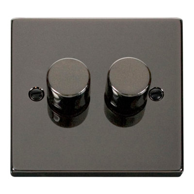 Click Scolmore Deco Dimmer Switch 2 Gang 2 Way Black Nickel - VPBN152