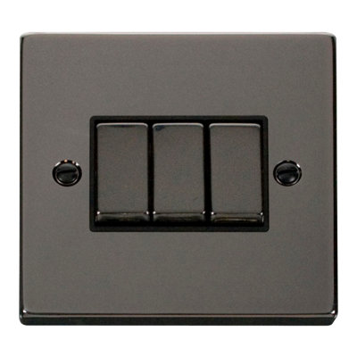 Click Scolmore Deco Rocker Switch 10A 3 Gang 2 Way Black Nickel - VPBN413BK