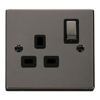 Click Scolmore Deco Switched Plug Socket 13A 1 Gang Black Nickel ...