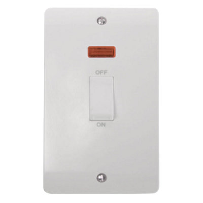 Click Scolmore Mode Rocker Switch With Neon Double Pole 45A Polar White ...