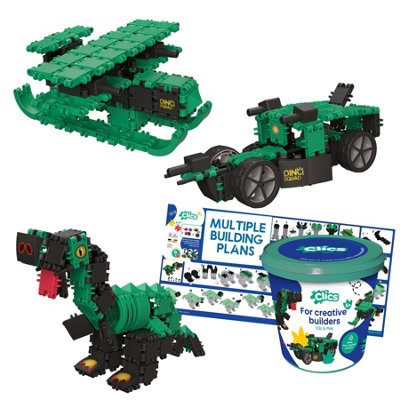 CLICS - Bucket Dino World Construction Toy