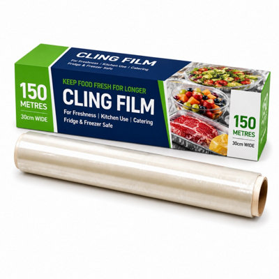 Cling Film Roll - 30cm x 150m - Food Wrap for Freshness, Kitchen Use ...