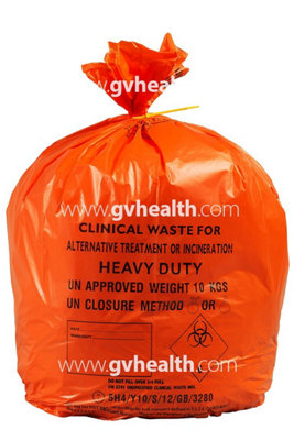 Clinical Waste Sack Medium Duty, Orange (Pack of 200)