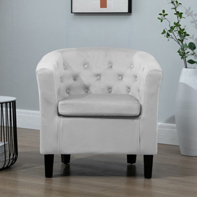 Clio 68cm wide Silver Velvet Fabric Studded Back Accent Chair with Dark ...