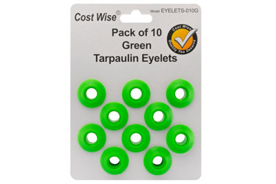 clip on replacement eyelets for tarpaulins and other sheeting in green