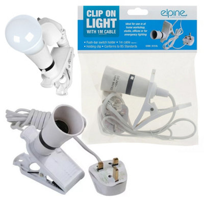Clip On Spot Light Holder Portable Flexible Bulb 1M Cable Home Office ...