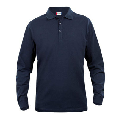 Clique Classic Lincoln Long Sleeve Polo Navy 5XLarge