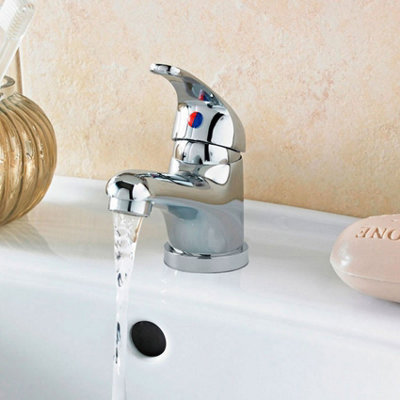 Cloakroom Basin Mixer Tap Chrome Basin Sink Mono Bathroom Faucet + Fixings