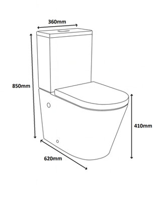 Close Coupled Rimless Toilet Round WC Pan with Soft Close Seat, Dual ...