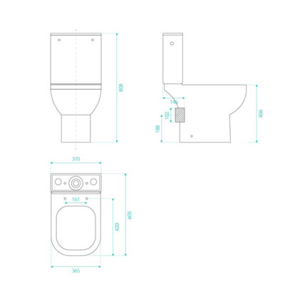 Close Coupled Toilet & Cistern Rimless With Soft Close Seat Short ...