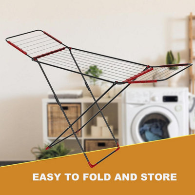 Clothes Airer Folding Drying Rack Height Adjustable Side Wings Laundry ...