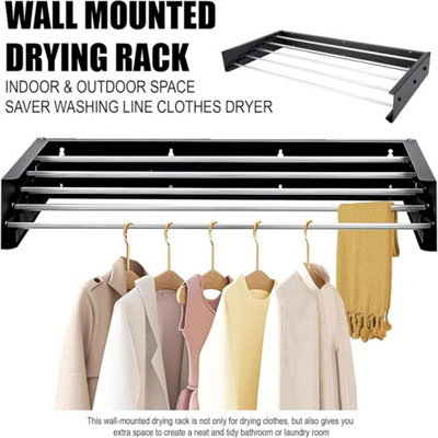 Clothes Airer Indoor Outdoor Wall-Mounted Retractable Airer Foldable ...