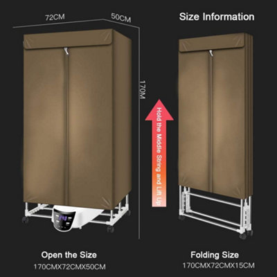 Clothes Dryer Portable Warm Air Drying Wardrobe 3 Tier Large Capacity ...