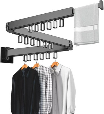 Clothes Drying Rack Wall Mounted Clothes Drying Airer Rack, Retractable ...