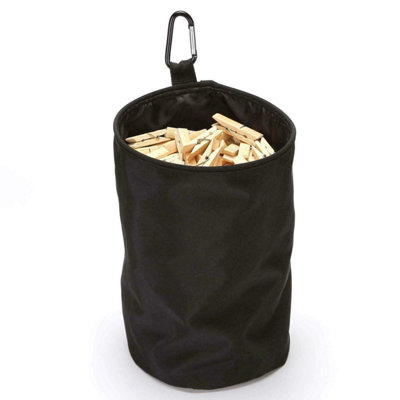Clothes Pin Bag with Clip Hanger, Durable Peg Holder with Handy Closing ...