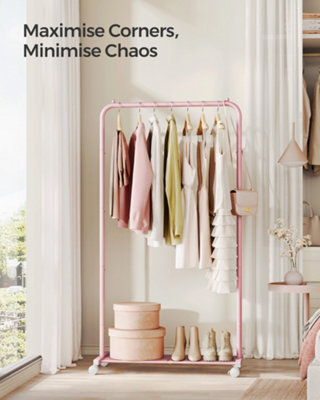 Clothes Rack, Clothes Rail on Wheels, Metal Clothing rail for Bedroom ...