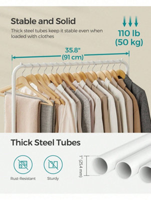 Clothes Rack, Double-Rod Clothes Rail On Wheels, Metal Clothing Rail ...