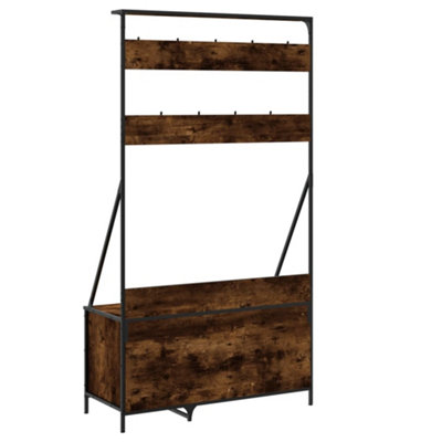 Clothes Rack with Shoe Storage Smoked Oak 100x41x184 cm