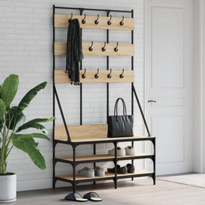 Clothes Rack with Shoe Storage Sonoma Oak 100x40x184 cm