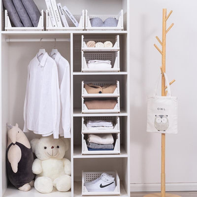 Clothes Storage Boxes 4 Pack Stackable Foldable Storage Baskets with ...