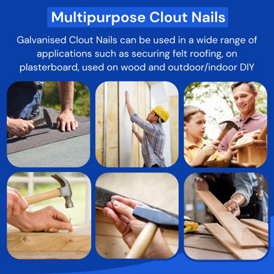 Clout Nails 20mm (Pack of 150)-Extra Large Head Galvanised Felt Nails ...