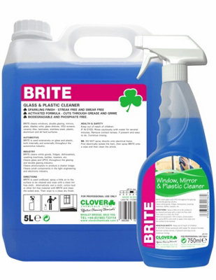 Clover Chemicals Brite Window, Mirror and Plastic Cleaner 5l