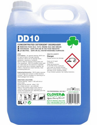 Clover Chemicals DD10 Concentrated Detergent Degreaser 5l