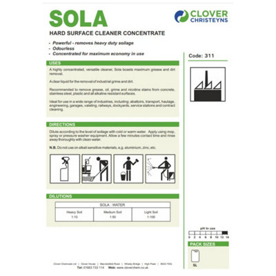 Shop Clover Chemicals Sola Hard Surface Cleaner Concentrate 5l