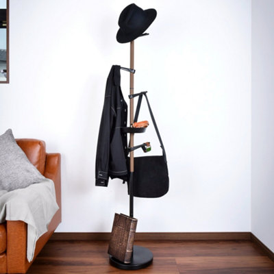 Coat Stand Clothes Hanging Rack 1.7m H Freestanding Hat Hanger Umbrella Holder Hall Tree Bag Home Office Organiser