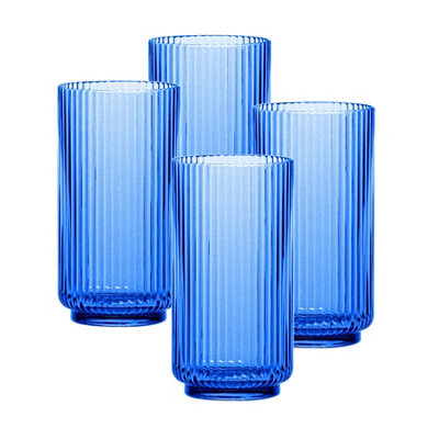 Coblat Blue Acrylic Plastic 22oz Ribbed Jumbo Highball Drinking Cups ...