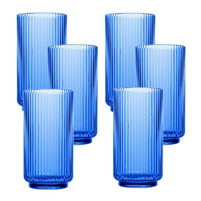 Coblat Blue Acrylic Plastic 22oz Ribbed Jumbo Highball Drinking Cups ...