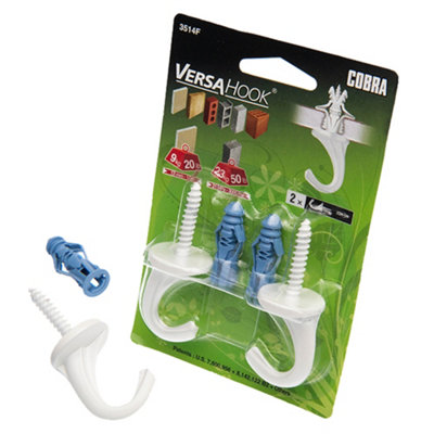 Cobra VersaHook Small All-Purpose Wall & Ceiling Hooks 2 Pack