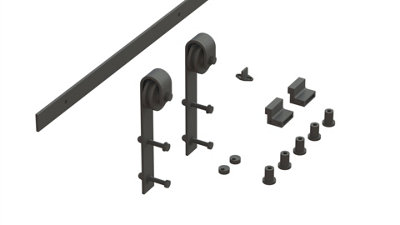 Coburn Flat Track 100 Sliding Door Kit with straight hangers in black ...