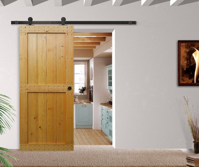 Coburn Flat Track 100 Sliding Door Kit with top mount hangers in black ...