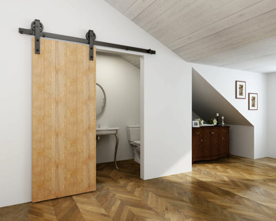 Coburn Flat Track 100 Sliding Door Kit with wagon wheel hangers in ...