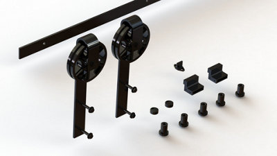 Coburn Flat Track 100 Sliding Door Kit with wagon wheel hangers in ...