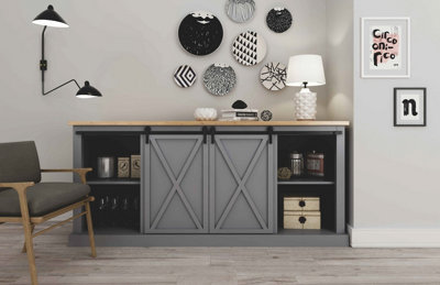 Coburn Flat Track Mini Sliding Door Kit with straight hangers in black ...