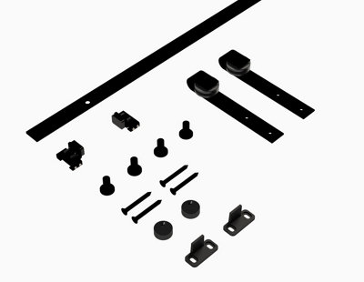 Coburn Flat Track Mini Sliding Door Kit with straight hangers in black ...