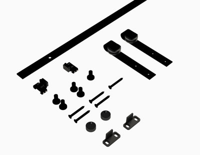 Coburn Flat Track Mini Sliding Door Kit with straight hangers in black ...