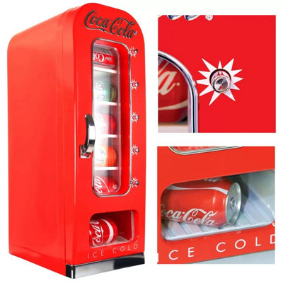 Coca-Cola 5L Mini Fridge Vending Machine - Holds 10 Cans, Retro Red ...
