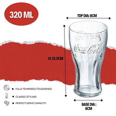 Coca Cola Contour Highball Drinking Glass 320ml Clear Round Dishwasher ...
