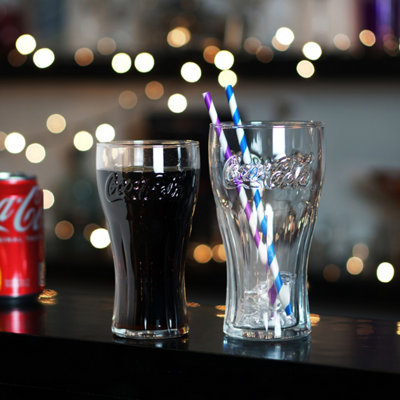 Coca Cola Contour Highball Drinking Glass 320ml Clear Round Dishwasher Safe