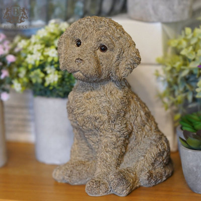 Cockapoo Puppy Dog in Natural Brown Finish Indoor Resin Garden ...