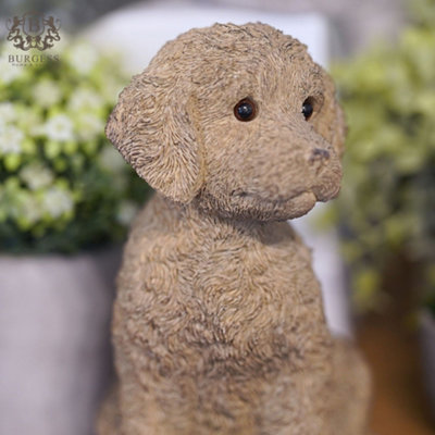 Cockapoo Puppy Dog in Natural Brown Finish Indoor Resin Garden ...
