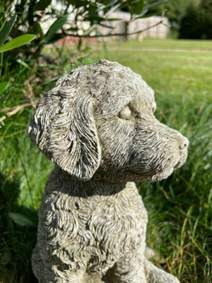 Cockapoo Puppy Dog Stone Statue Animal Outdoor Garden Ornament ...