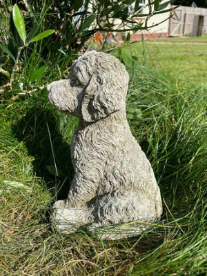 Cockapoo Puppy Dog Stone Statue Animal Outdoor Garden Ornament ...